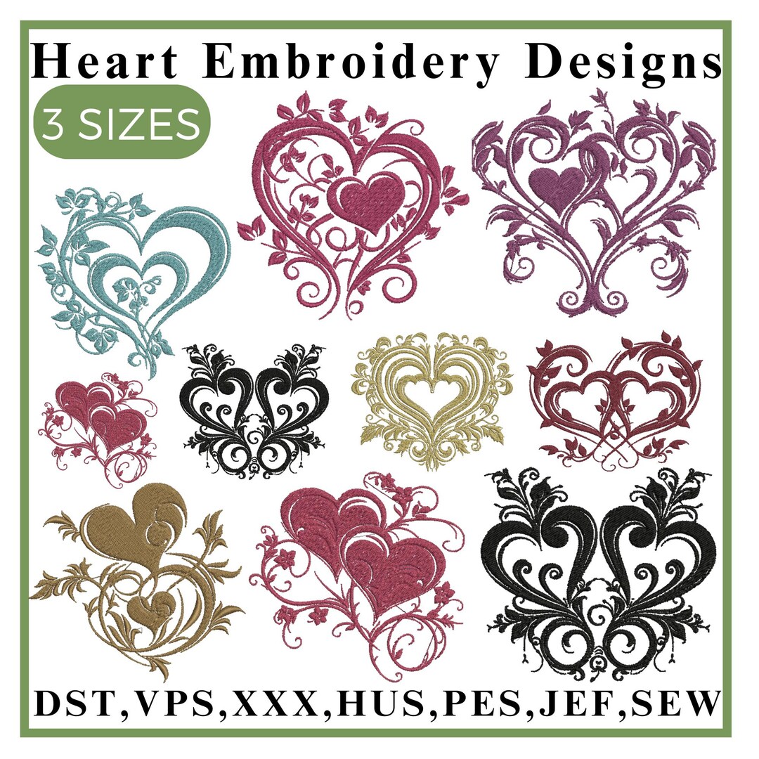 Hearts Embroidery Design, Loopy Heart Embroidery, Candy Heart ...