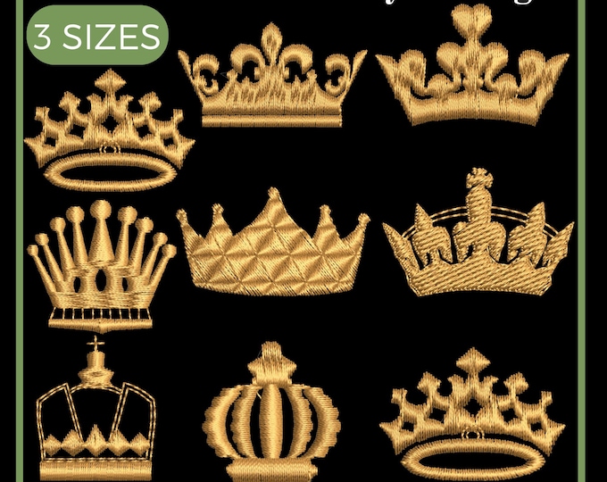 Crown Embroidery Design, Royal Embroidery, Princess Crown Set ...