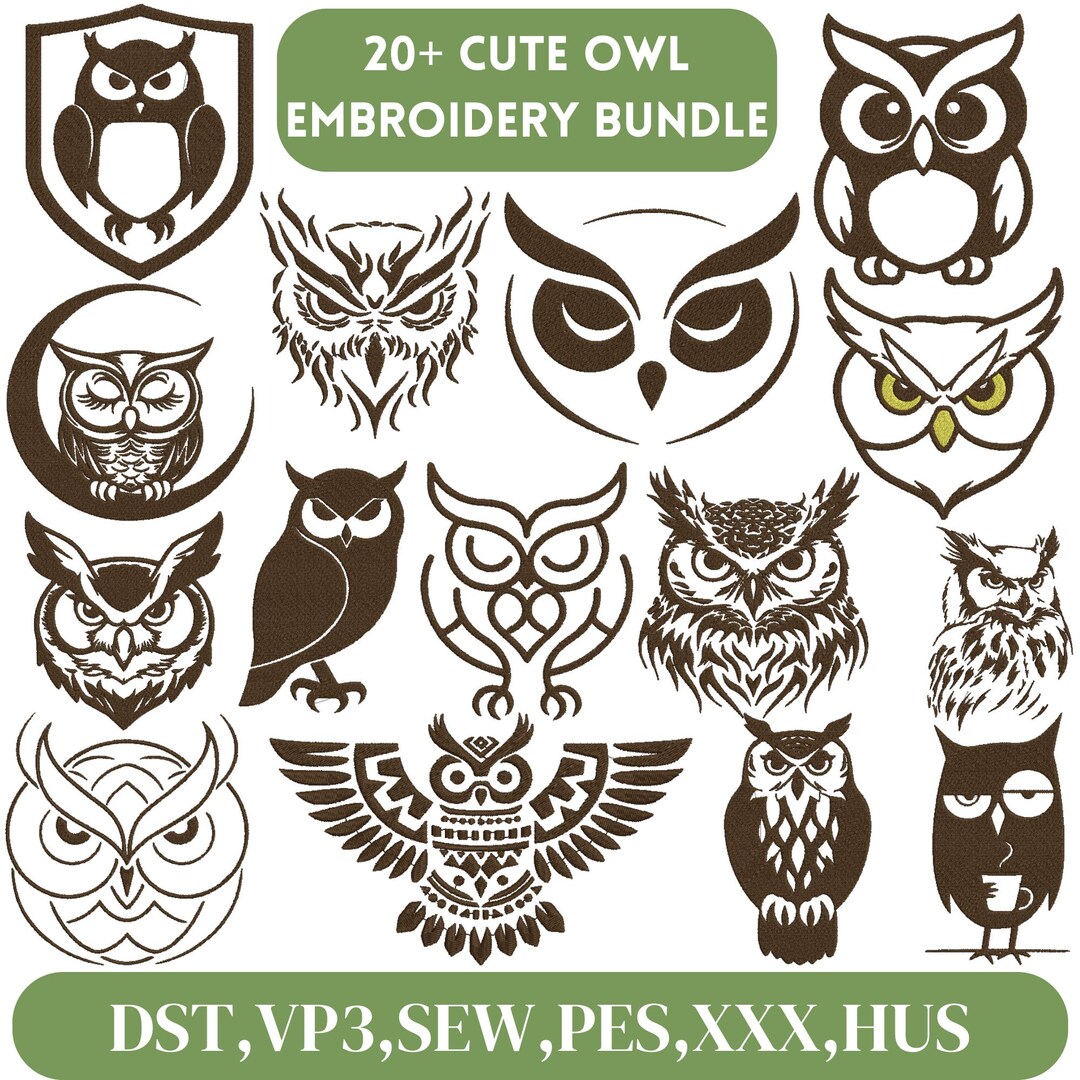 Owl Embroidery Design, Cute Baby Owl Embroidery, Mystic Owl Embroidery ...