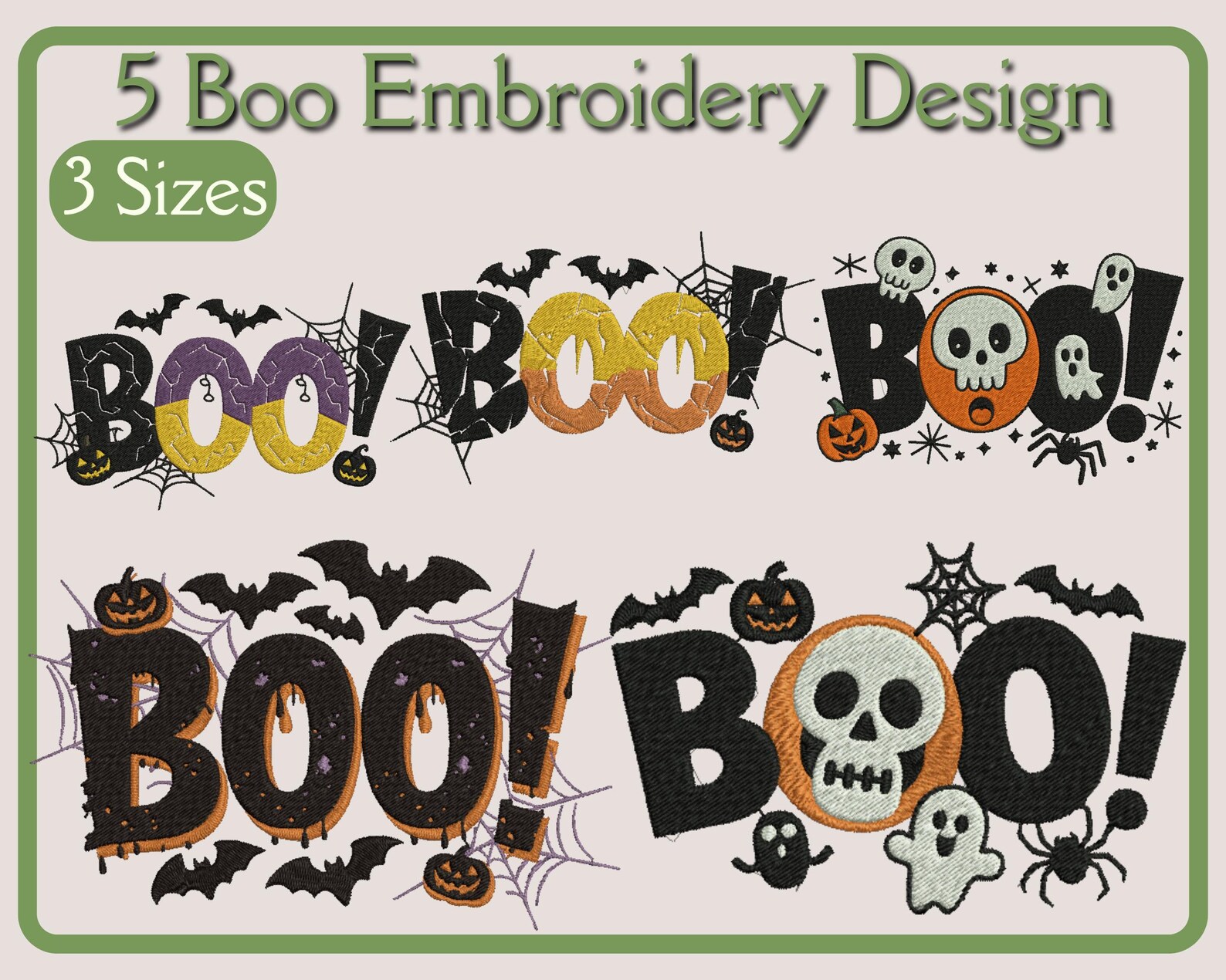 Boo Embroidery Design, Halloween Embroidery, Pumpkin Embroidery, Ghost ...