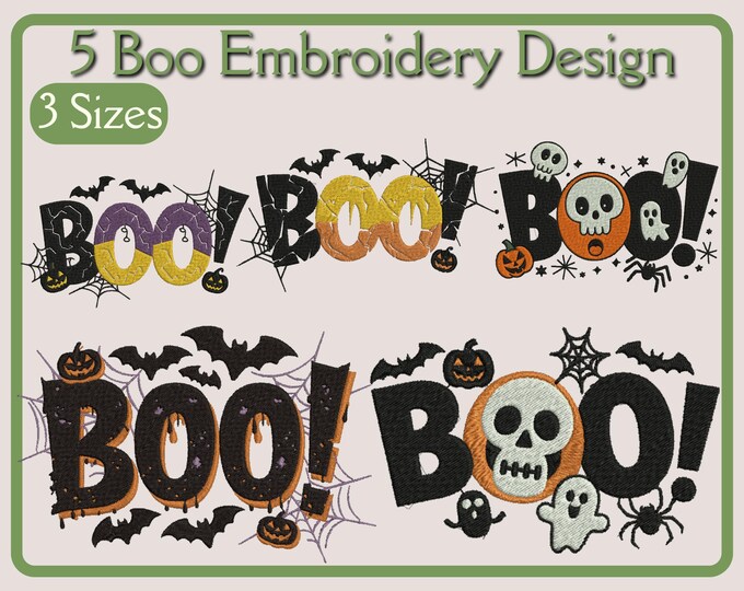 Boo Embroidery Design, Halloween Embroidery, Pumpkin Embroidery, Ghost ...