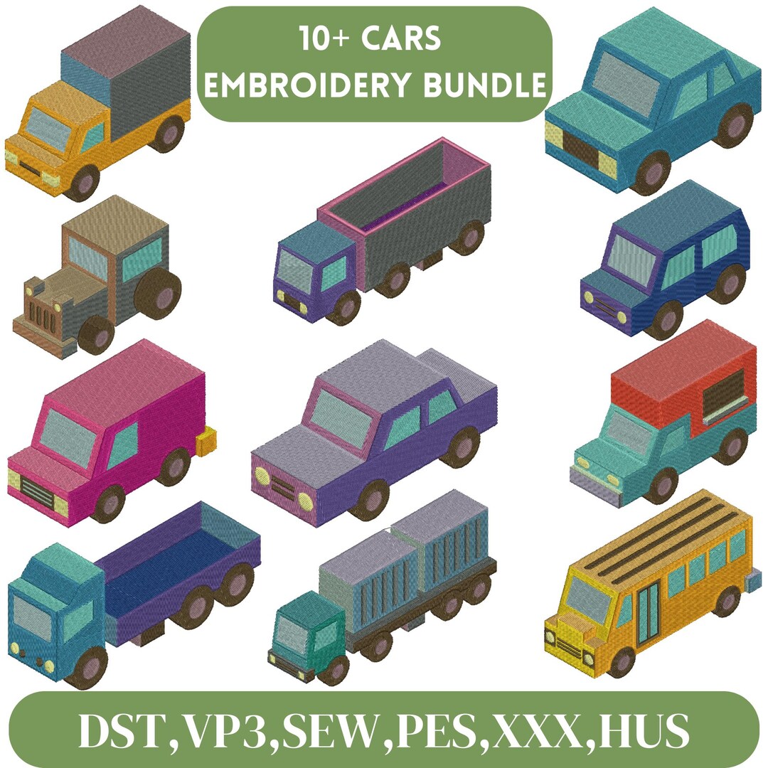 Car Embroidery Design, Toy Car Embroidery, Geometrical Car Embroidery ...