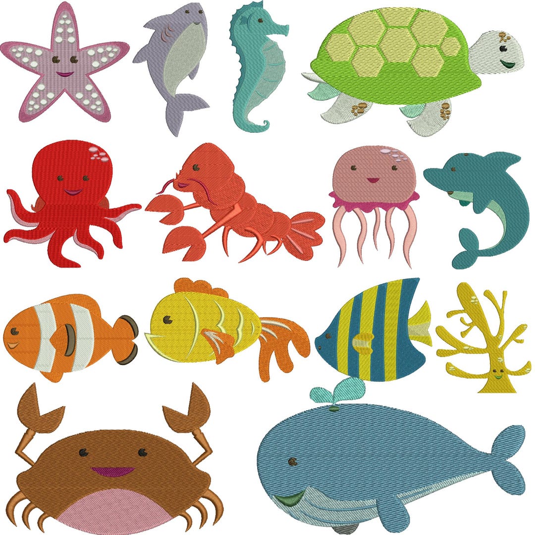 Fish Embroidery Design, Sea Animals Embroidery, Mini Fish Design, Ocean ...