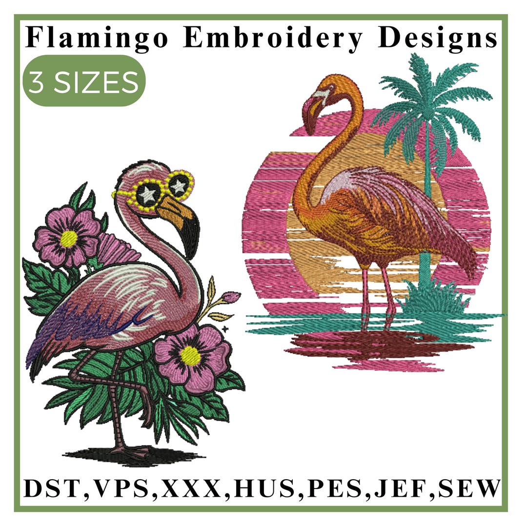Flamingo Embroidery Design, Floral Flamingo Embroidery, Pink Flamingo ...