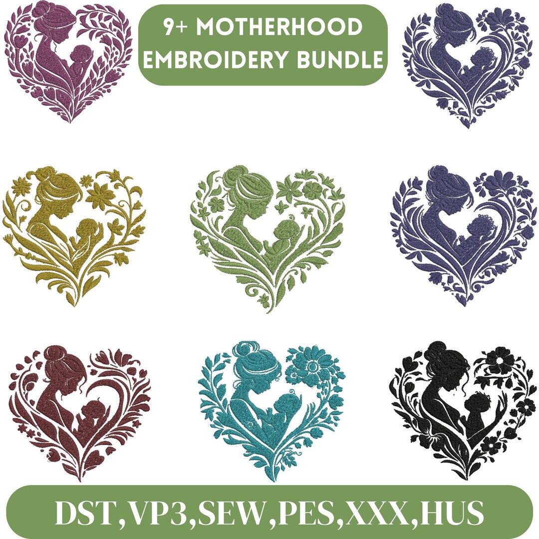 Mother Embroidery Design, Motherhood Embroidery, Mom Heart Machine ...