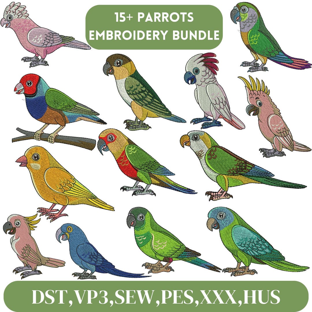 Parrot Embroidery Design, Bird Embroidery, Bird Design Pattern, Love ...