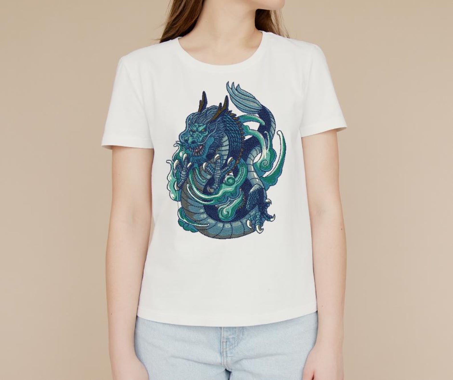 Dragon Embroidery Design, Chinese Flying Dragon File, Snake Dragon ...