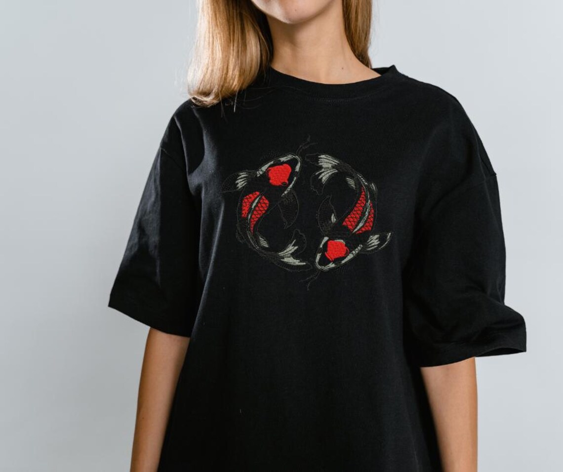 Japanese Koi Embroidery Design, Two Koi Fish Embroidery,koi Embroidery ...