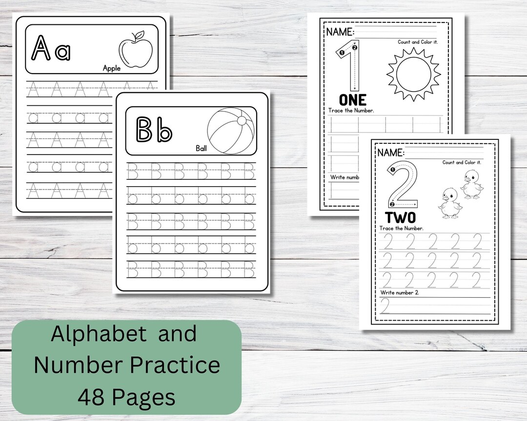 Alphabet and Number 1-10 Tracing Sheets| Digital Download for Preschool ...