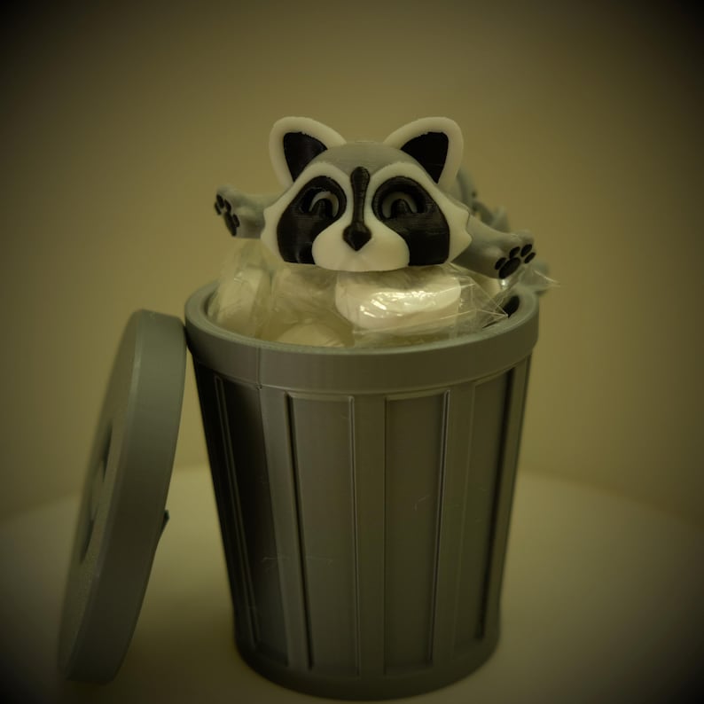 Articulated 3d-printed Raccoon Toy With Optional Garbage Can | Poseable ...