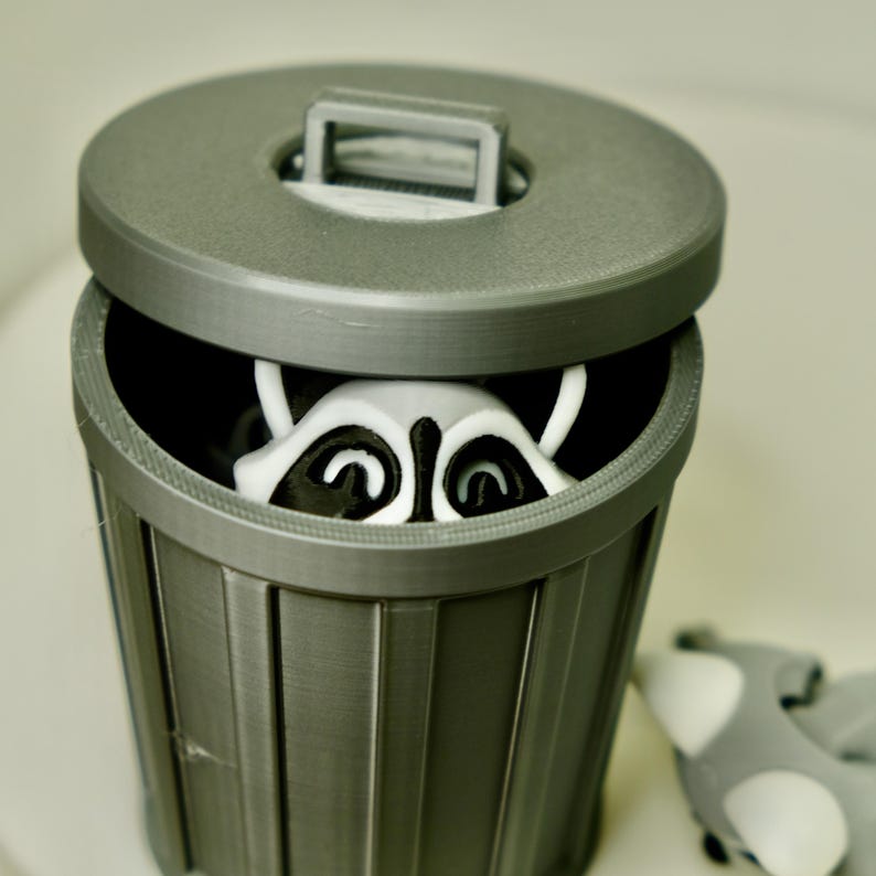 Articulated 3d-printed Raccoon Toy With Optional Garbage Can Poseable ...