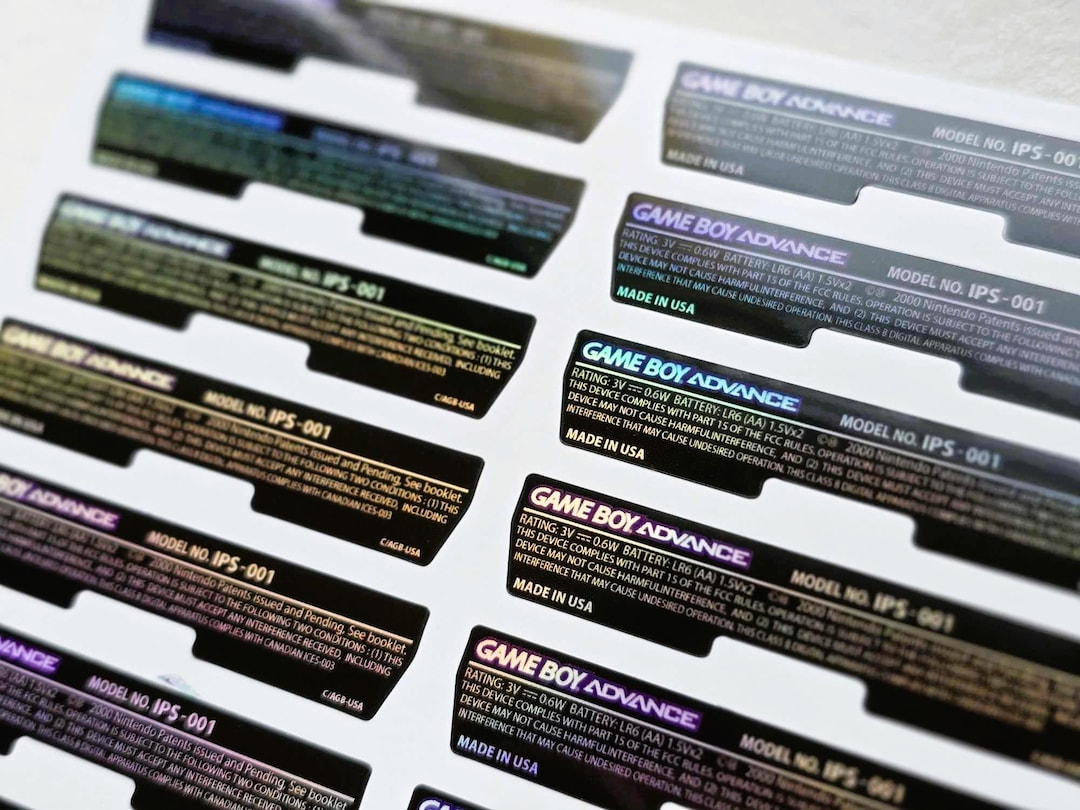 Game Boy Advance (GBA) Back Sticker Holographic USA Label IPS - Etsy
