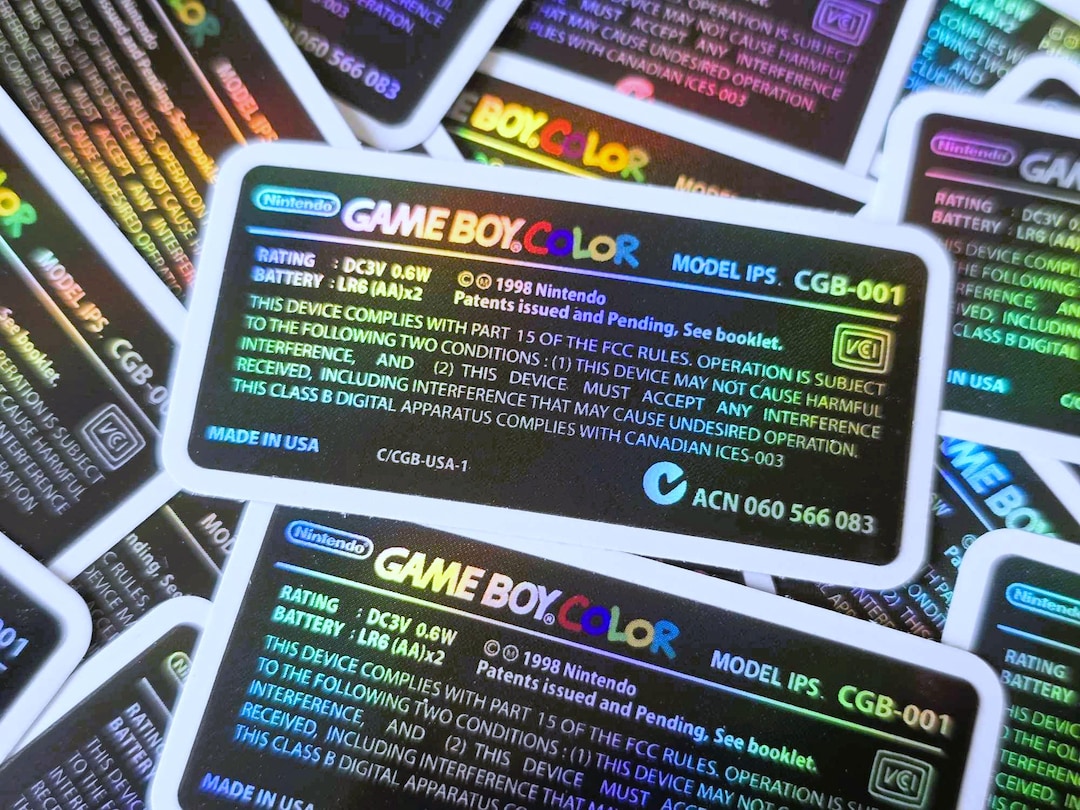 Game Boy Color Back Sticker Holographic USA Label IPS - Etsy