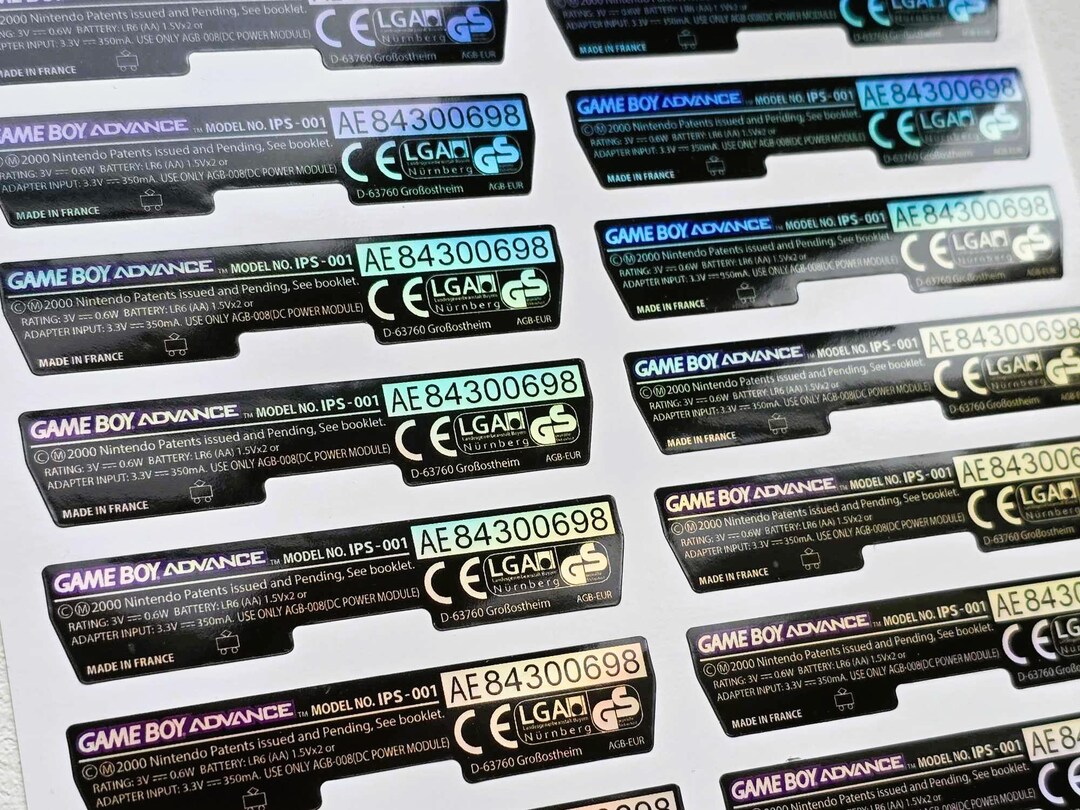 Game Boy Advance (GBA) Back Sticker Holographic Label IPS - Etsy