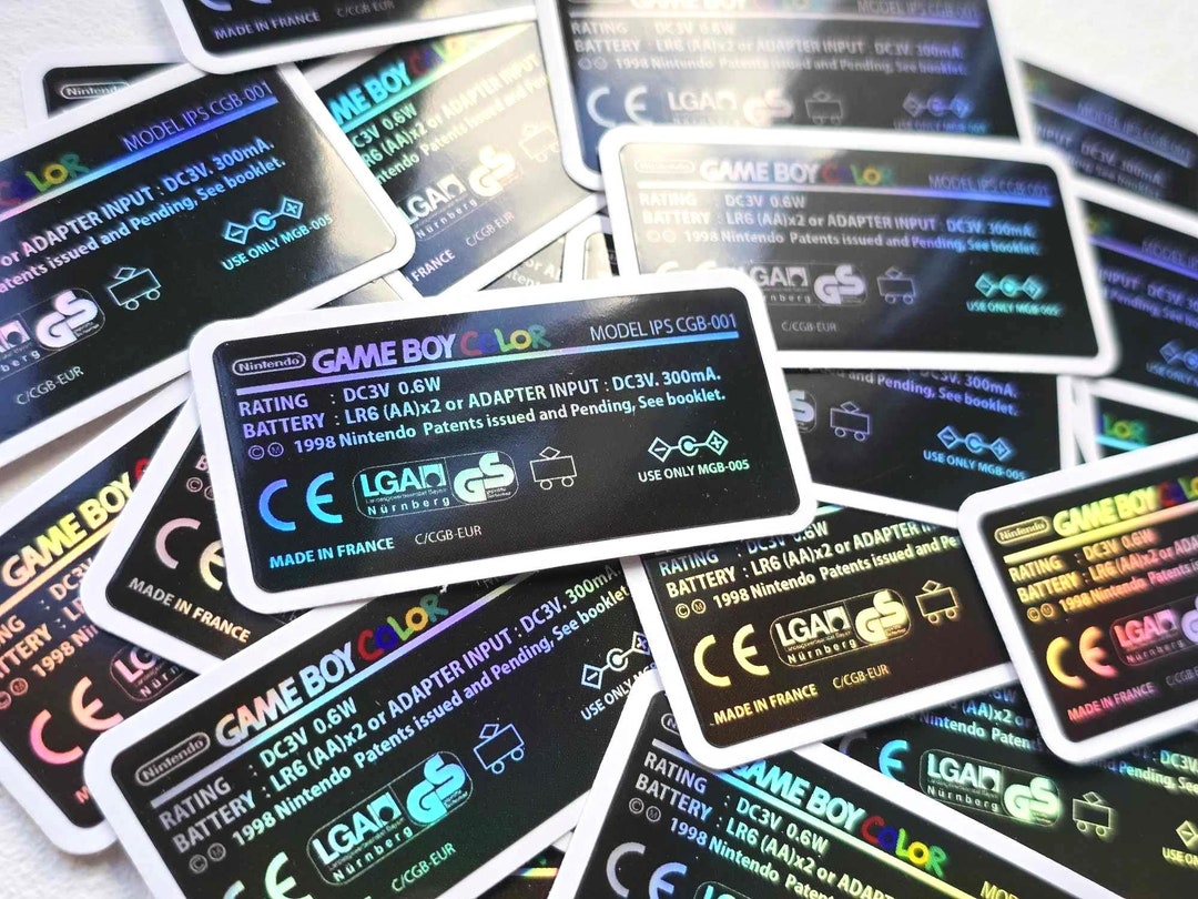 Game Boy Color Back Sticker Holographic Label IPS - Etsy