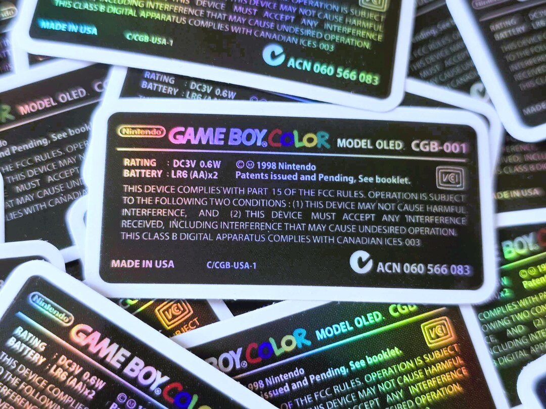 Game Boy Color Back Sticker Holographic USA Label OLED - Etsy