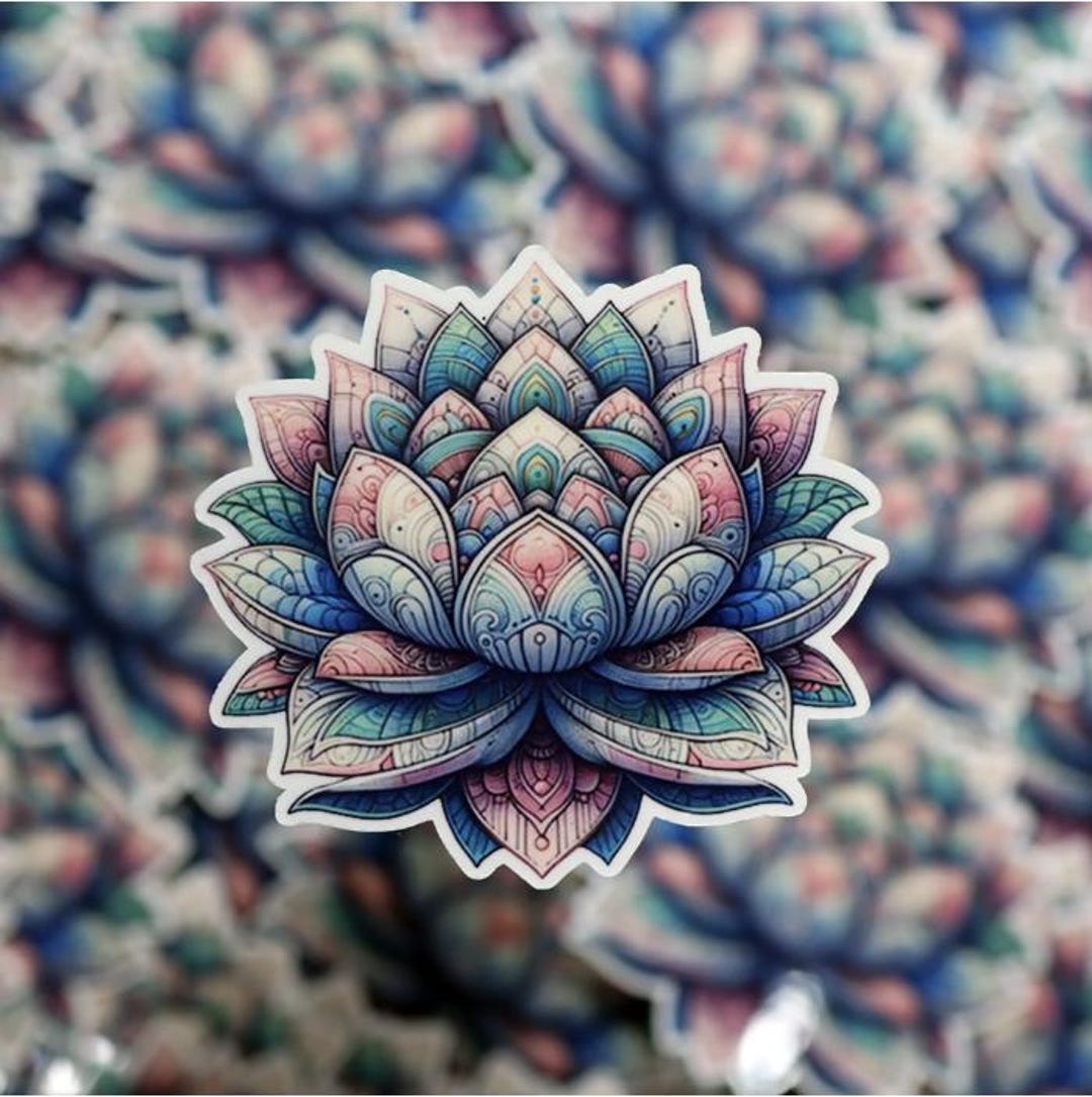 Lotus Flower Sticker Handmade Custom Vinyl Decal – Personalized Boho ...