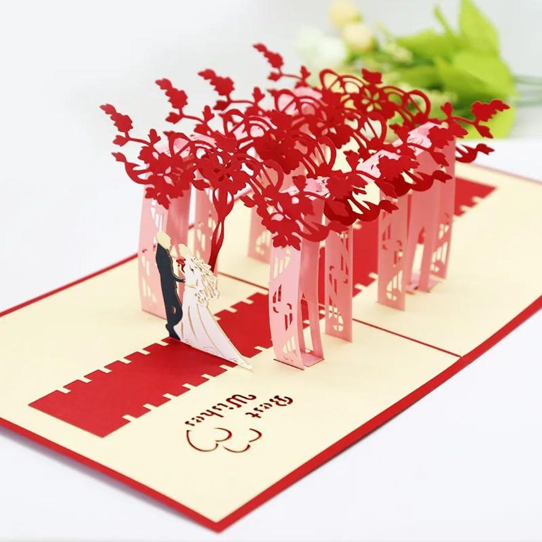 3D Rose Greeting Card Romantic Love Card for Weddings Anniversaries ...