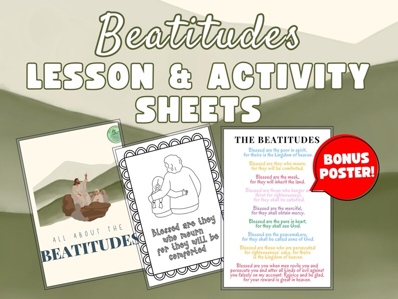 Beatitudes Learning Packet With Coloring Pages and Printable Poster - Etsy