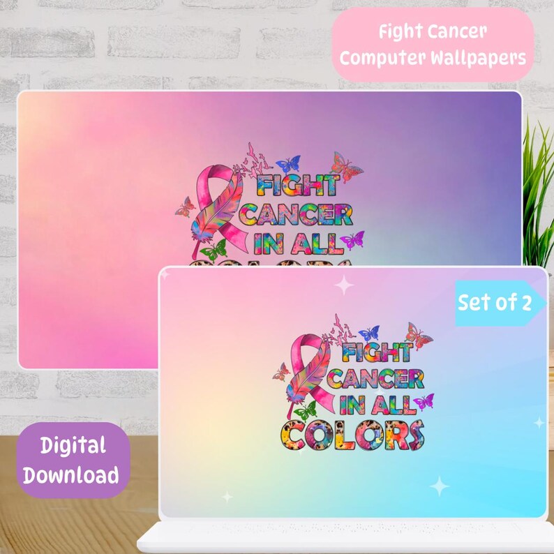 Fight Cancer Ribbon Computer Wallpaper: Set of 2 (digital Download) - Etsy