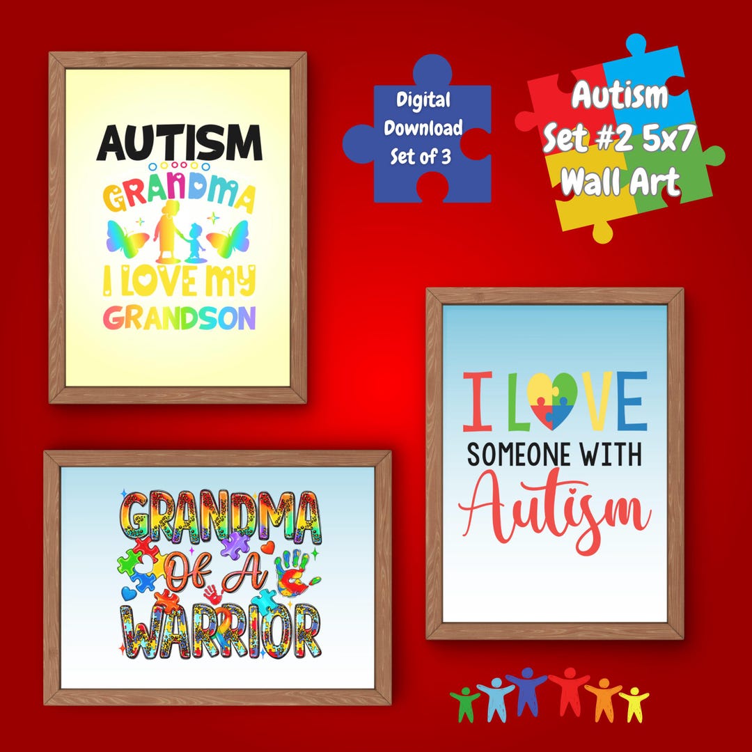 Autism Awareness Art Prints: Set #2, Grandma Warrior Decor (digital ...