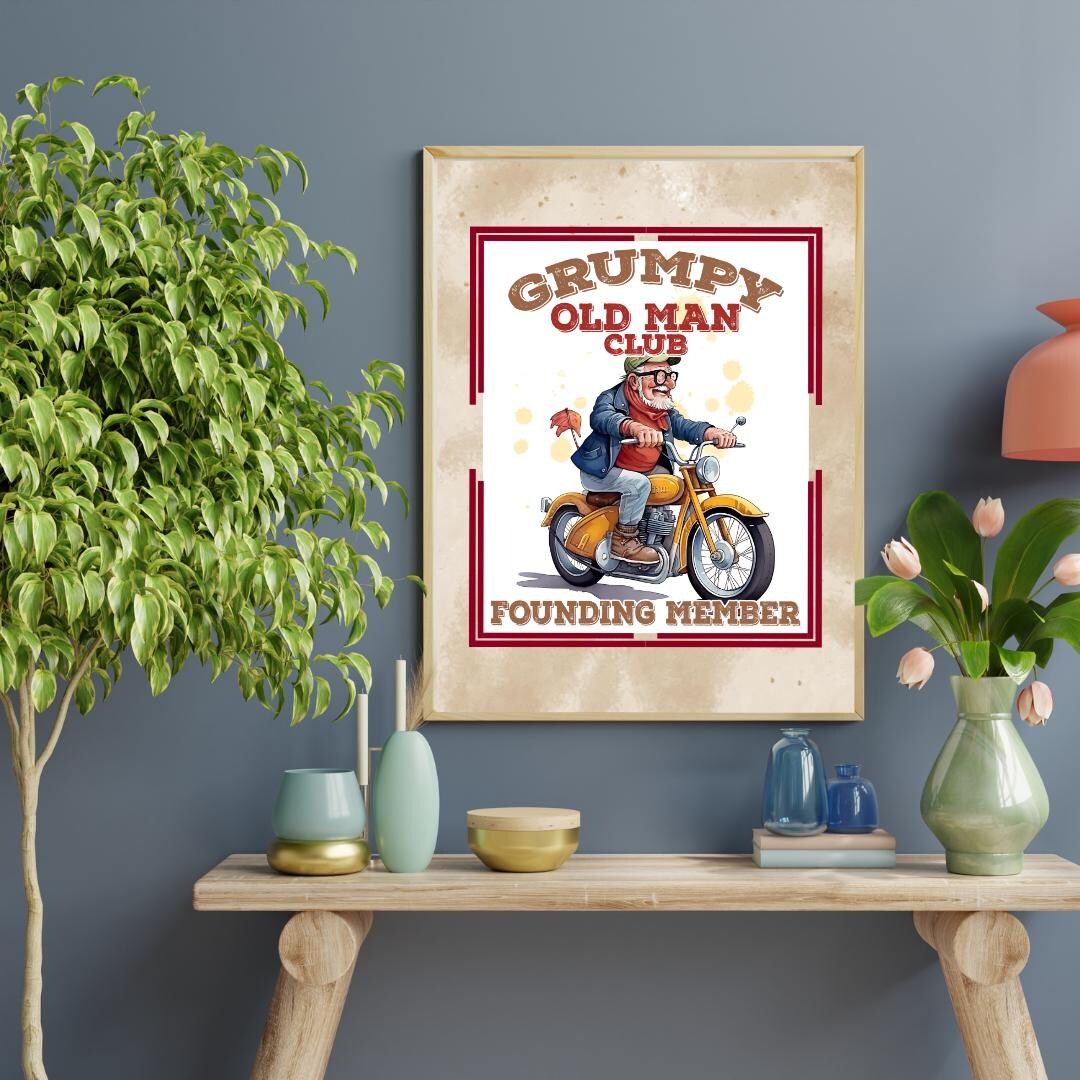 Grumpy Old Man Club Motorcycle Art: Humorous Gift (digital Download) - Etsy