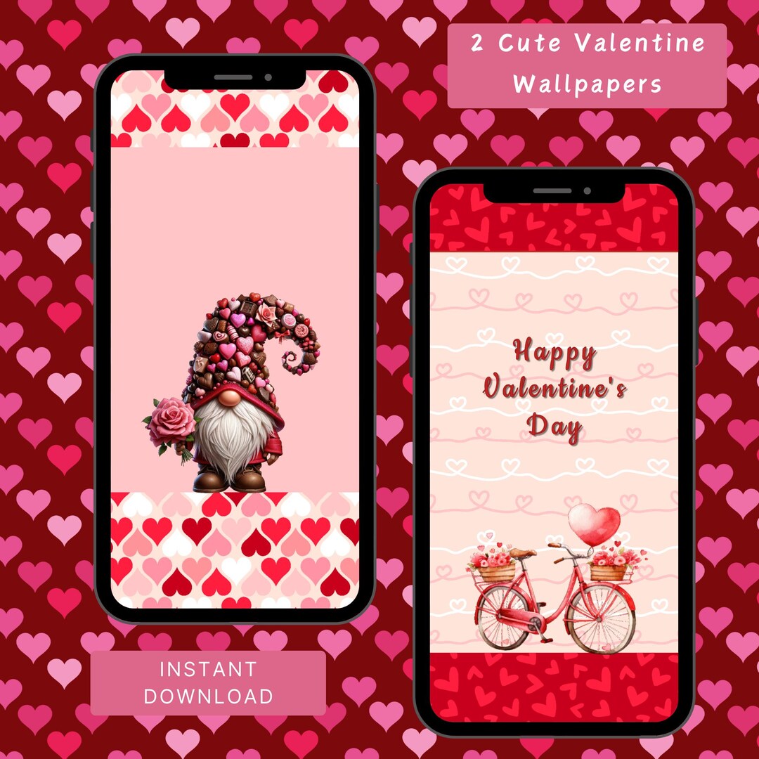 Happy Valentine's Day Gnome & Bicycle iPhone Android Wallpapers Cell ...