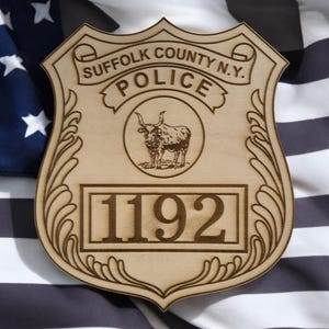 Laser Engraved Wood Police Badge: Suffolk County Officer Gift - Etsy