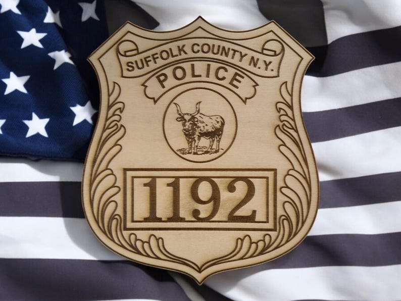SCPD Suffolk County Police Badge- Custom Wood Cut Laser Engraved Ideal ...
