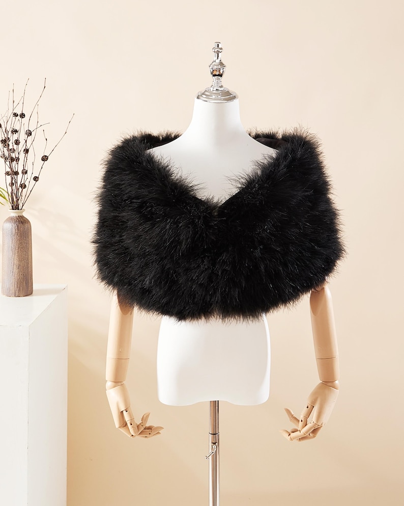 Black Natural Ostrich Feather Shawl, Dress Skirt Shawl, Party Wedding ...