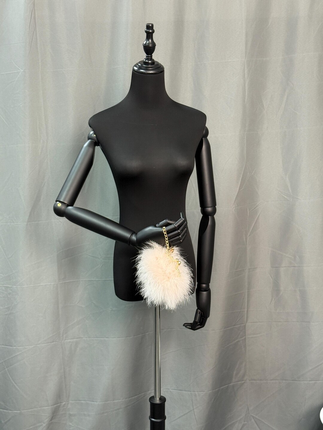 Fluffy Pink Ostrich Feather Mini Bag: White Pom Pom Purse With Gold ...