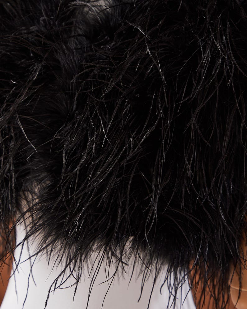 Black Ostrich Feather Vest Shawl: Bridal Shoulder Wrap - Etsy