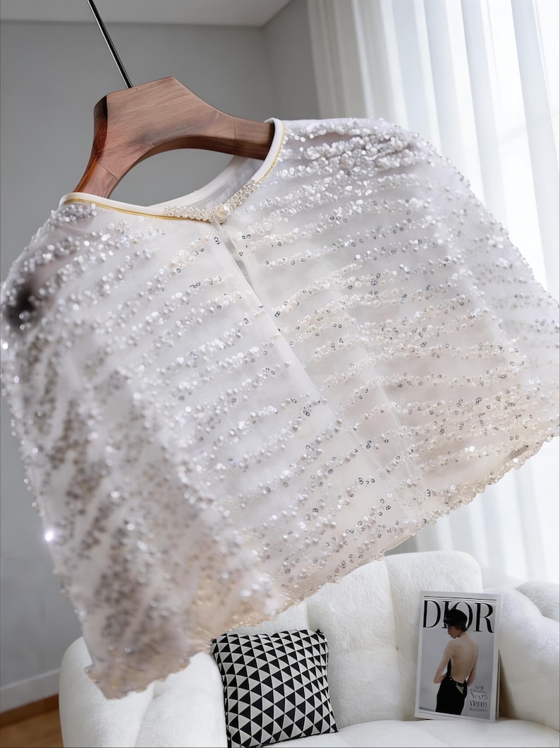 Pearl Beaded Bridal Capelet, Ivory Wedding Shoulder Cover - Etsy