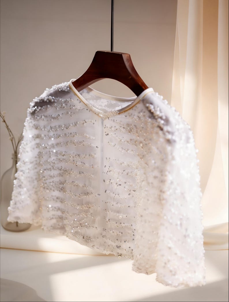 Pearl Beaded Bridal Capelet, Ivory Wedding Shoulder Cover - Etsy