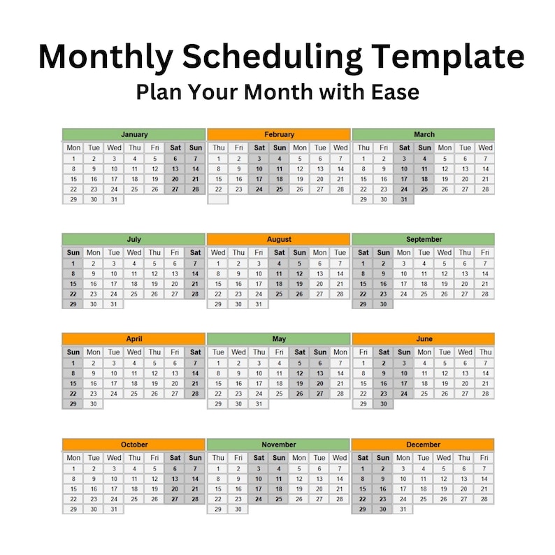 2025 Excel Calendar & Google Sheets Monthly Calendar All Year Planner ...