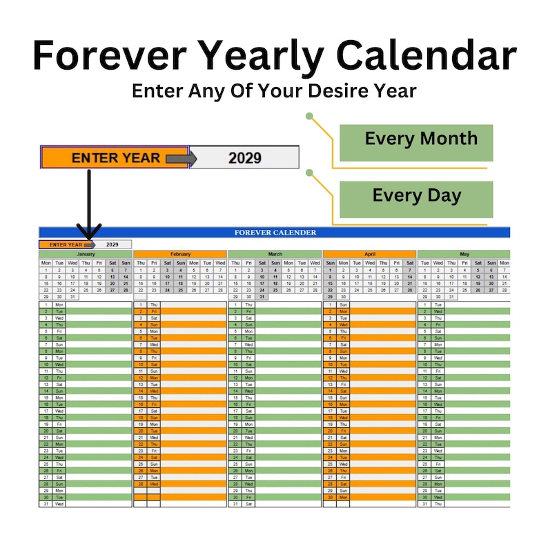 2025 Excel Calendar & Google Sheets Monthly Calendar All Year Planner ...