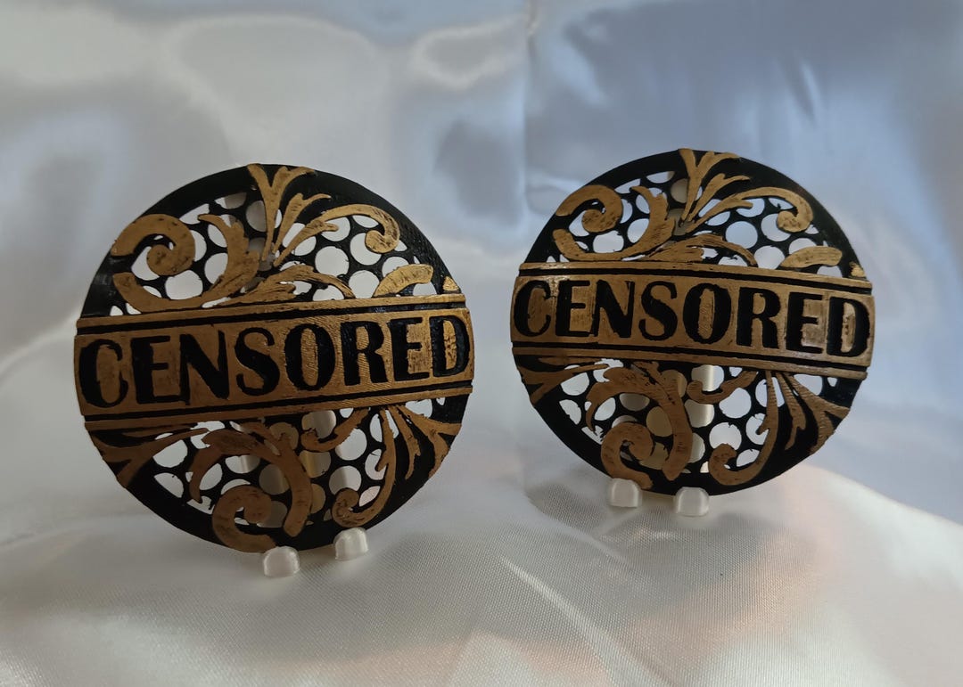 70mm/2.75 Inches Original Design 3D Printed Black and Gold Censored ...