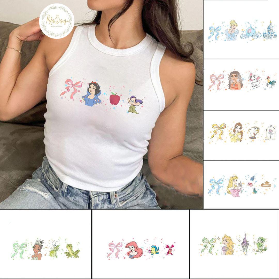 Coquette Bow Princess Crop Tank, Disney Princess Baby Tee Crop Top ...