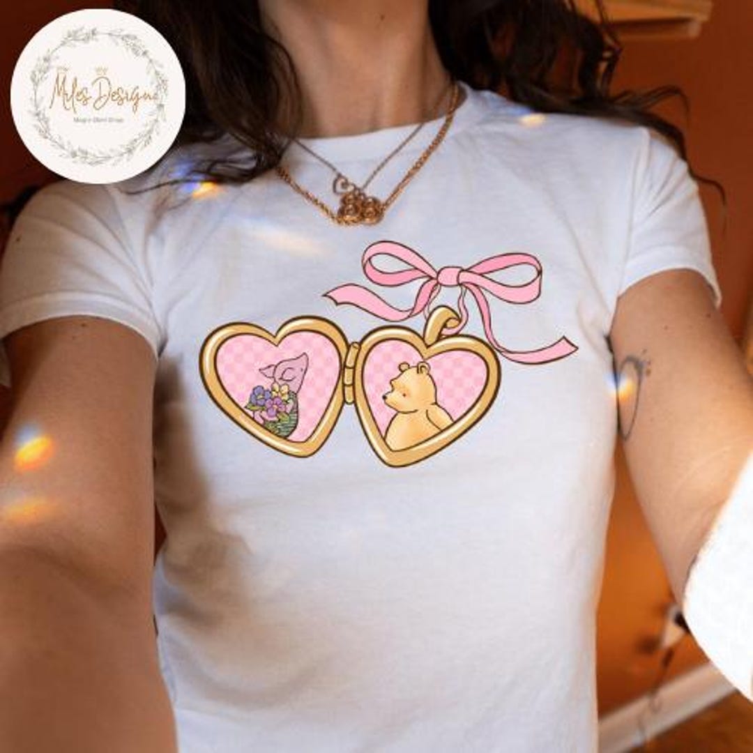 Disney Classic Pooh and Piglet Locket Heart Baby Tee,retro Locket Baby ...