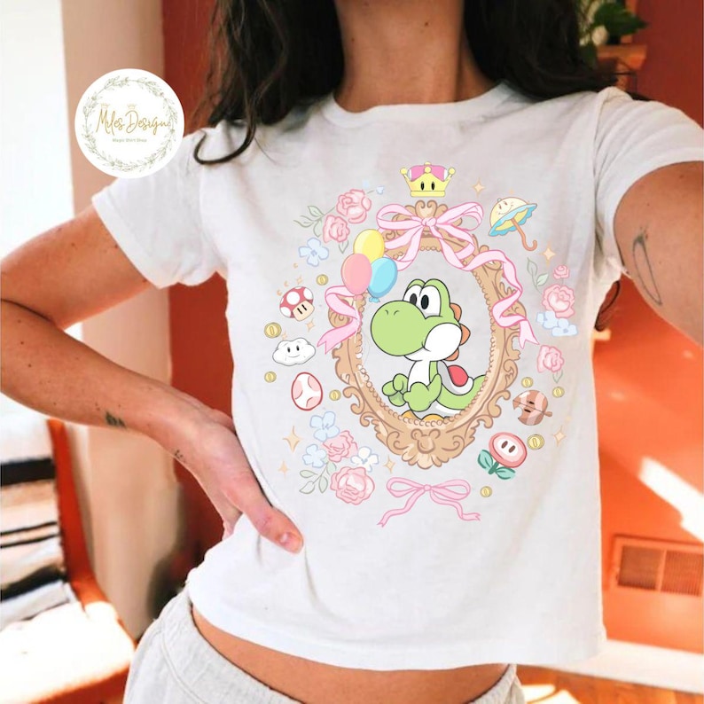 Yoshi Women Shirt, Coquette Bow Disney Mario Shirt , Girls Trip Shirt ...