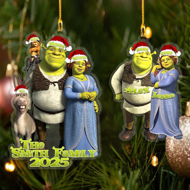 Personalized Shrek Ornament, Shrek Acrylic Christmas Ornament, Kids ...