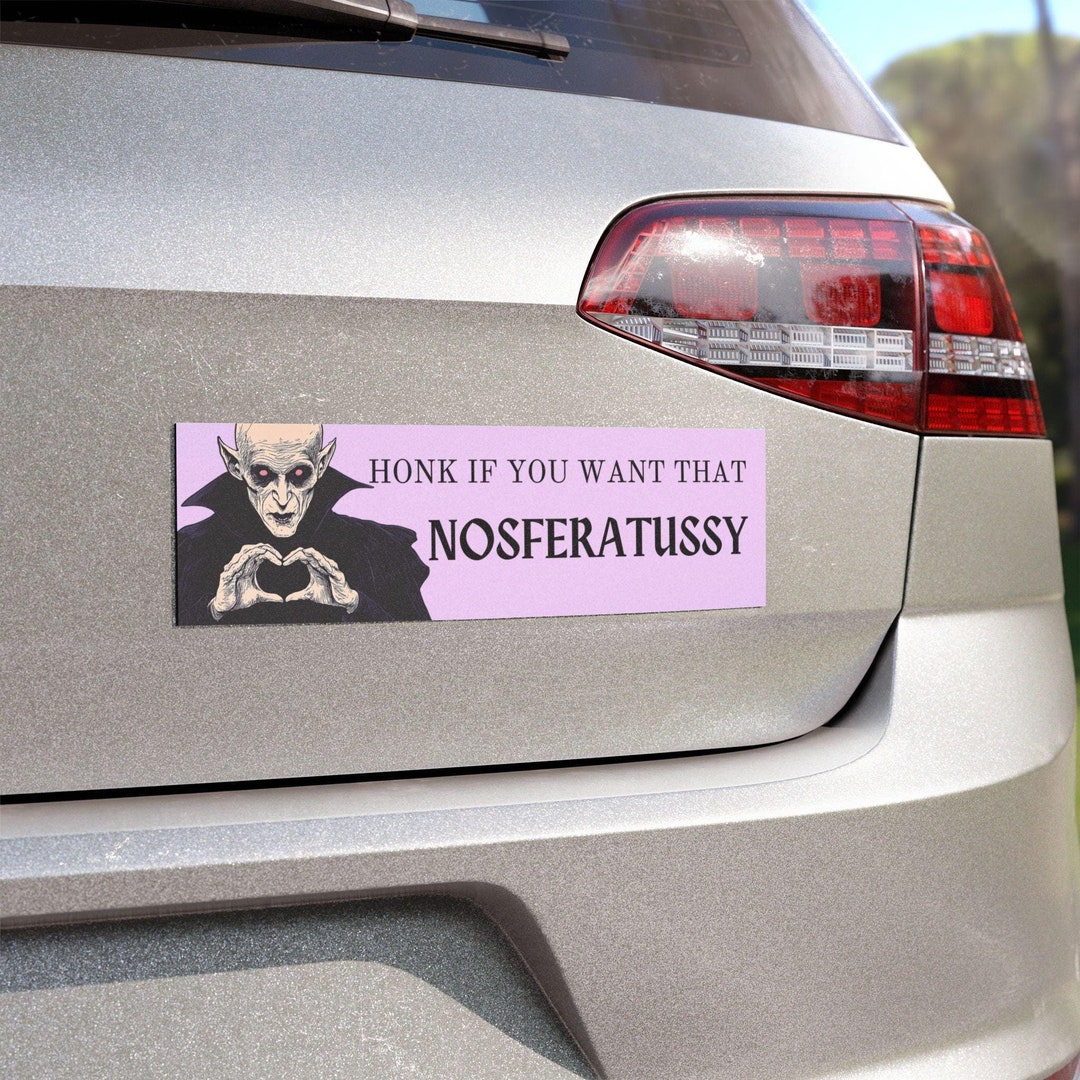 Funny Nosferatu Bumper Sticker, Vampire Heart Graphic, Honk If You Want ...