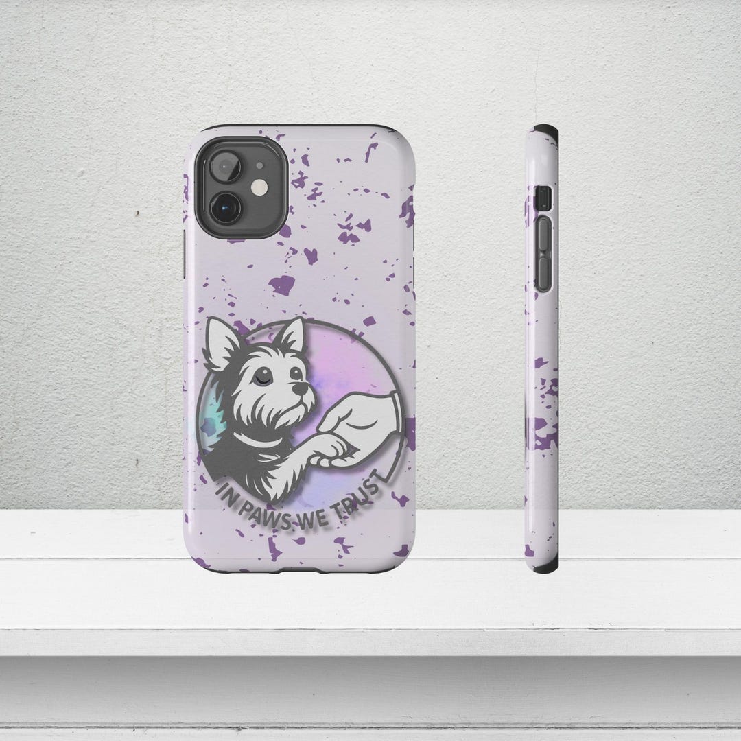Yorkie Phone Case for iPhone Android, in Paws We Trust Dog Lover Tough ...