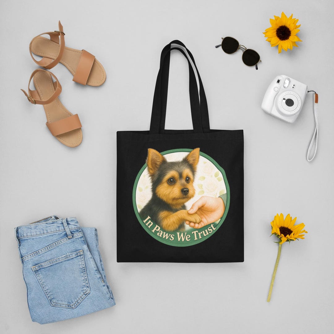 Yorkie Tote Bag - in Paws We Trust, Cute Dog Lover Gift, Animal Print ...