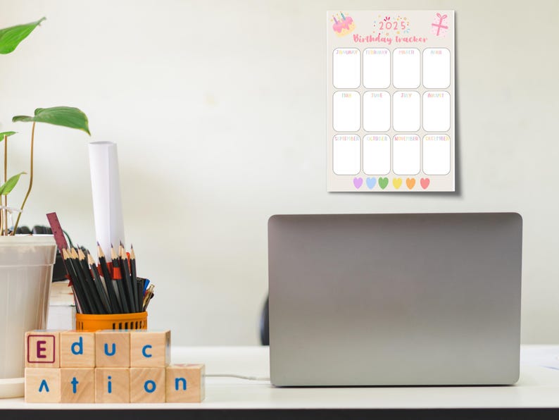 2025 Birthday Tracker Printable, Classroom Birthdays, Teacher Printable ...