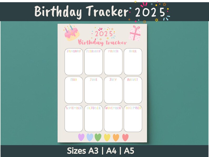 2025 Birthday Tracker Printable, Classroom Birthdays, Teacher Printable ...