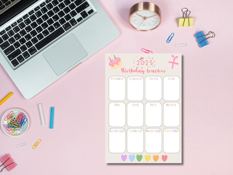 2025 Birthday Tracker Printable, Classroom Birthdays, Teacher Printable ...