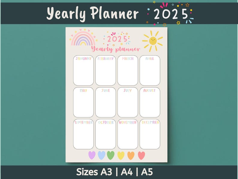 2025 Yearly Planner Printable Poster, Classroom Planner, Teacher ...