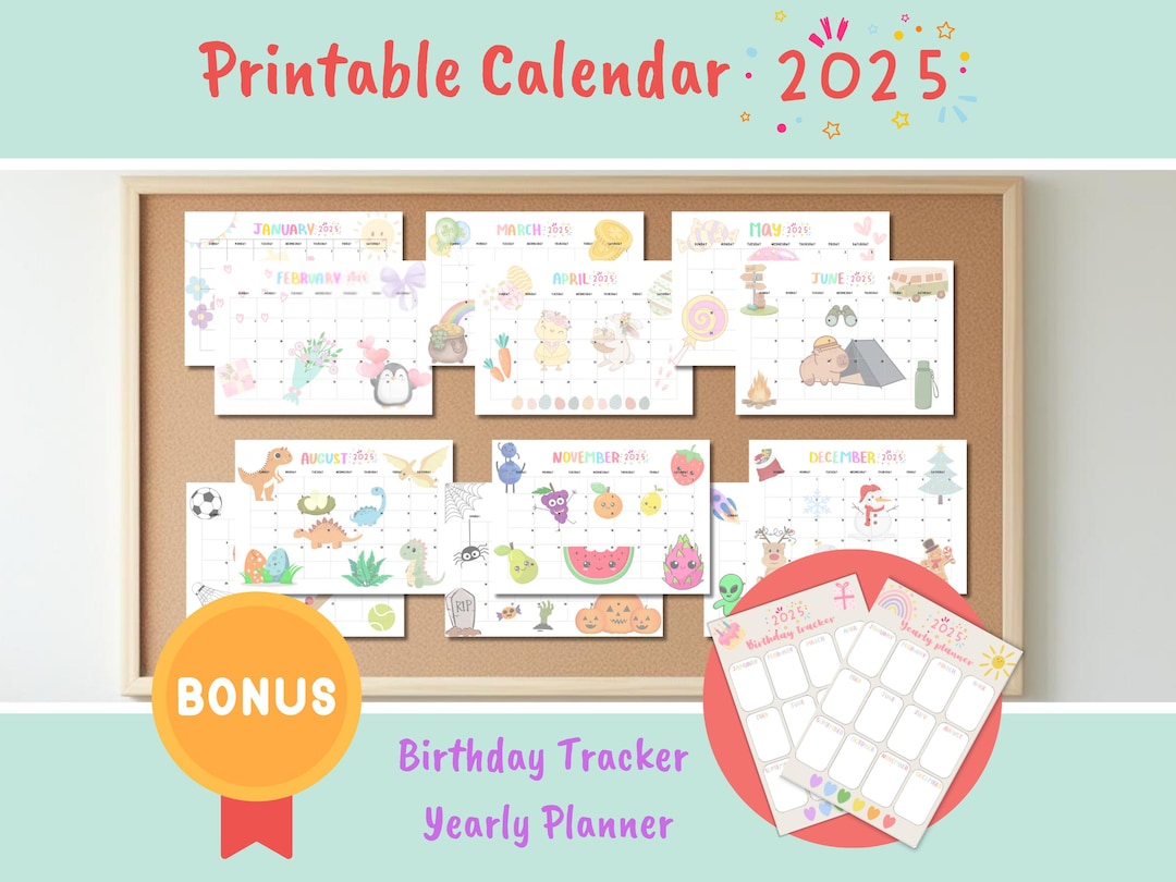 2025 Printable Monthly Calendar for Kids, Parents, Teachers ...
