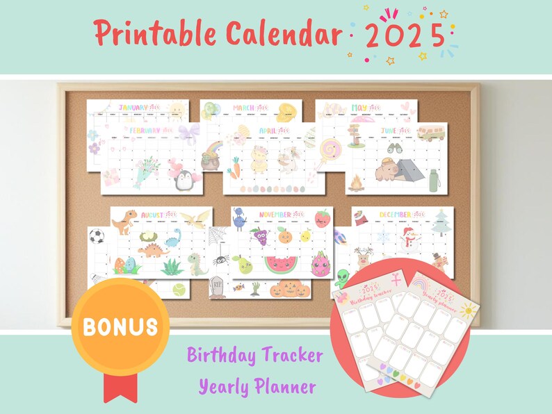2025 Printable Monthly Calendar for Kids, Parents, Teachers ...